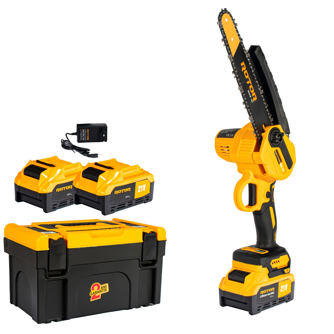 Mini drujba cu acumulator ROTOR RMC218, 2 acumulatori 21 V 4.0 Ah ...