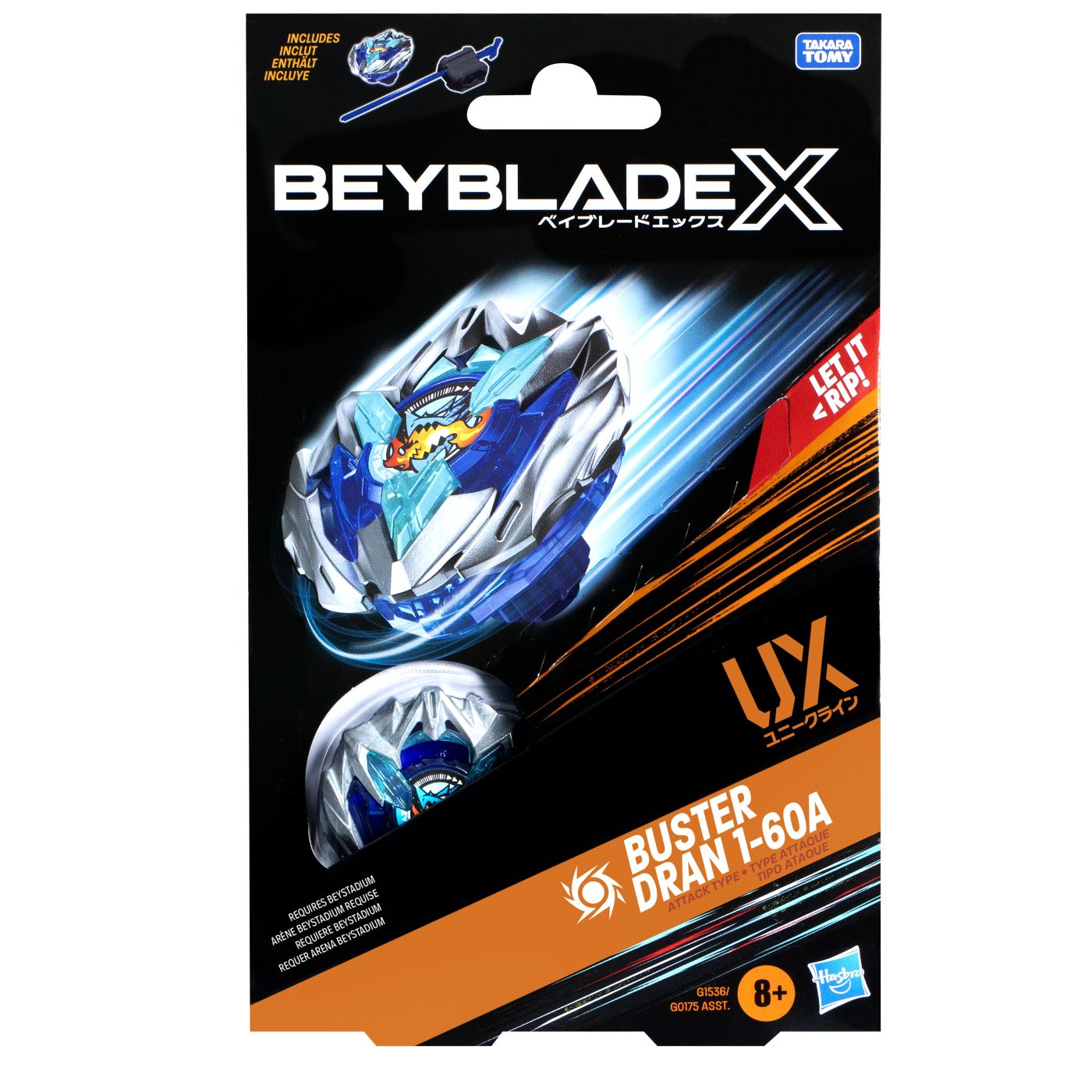 BEYBLADE X LET IT RIP SET LANSATOR SI ROATA BUSTER DRAN 1-60A UX ...