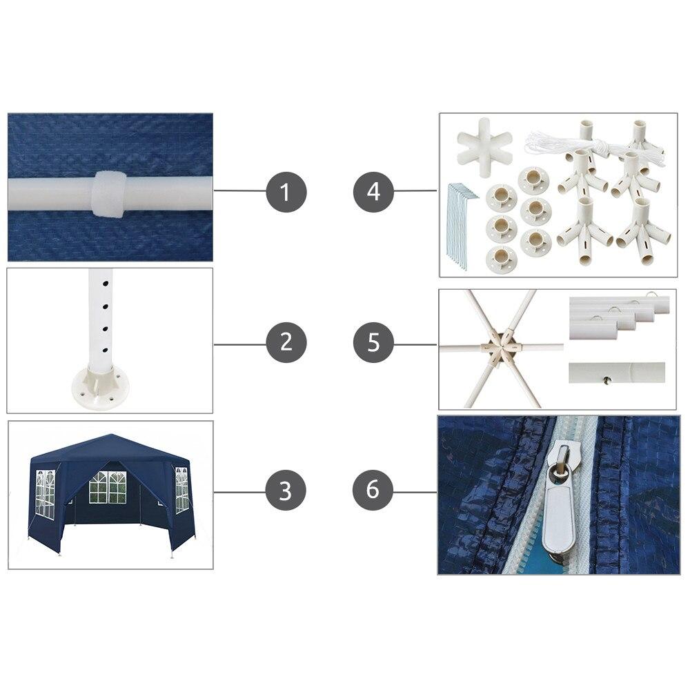 Cort Pavilion Hexagonal cu Diametru 4m, 6 Pereti Laterali, Usa si ...