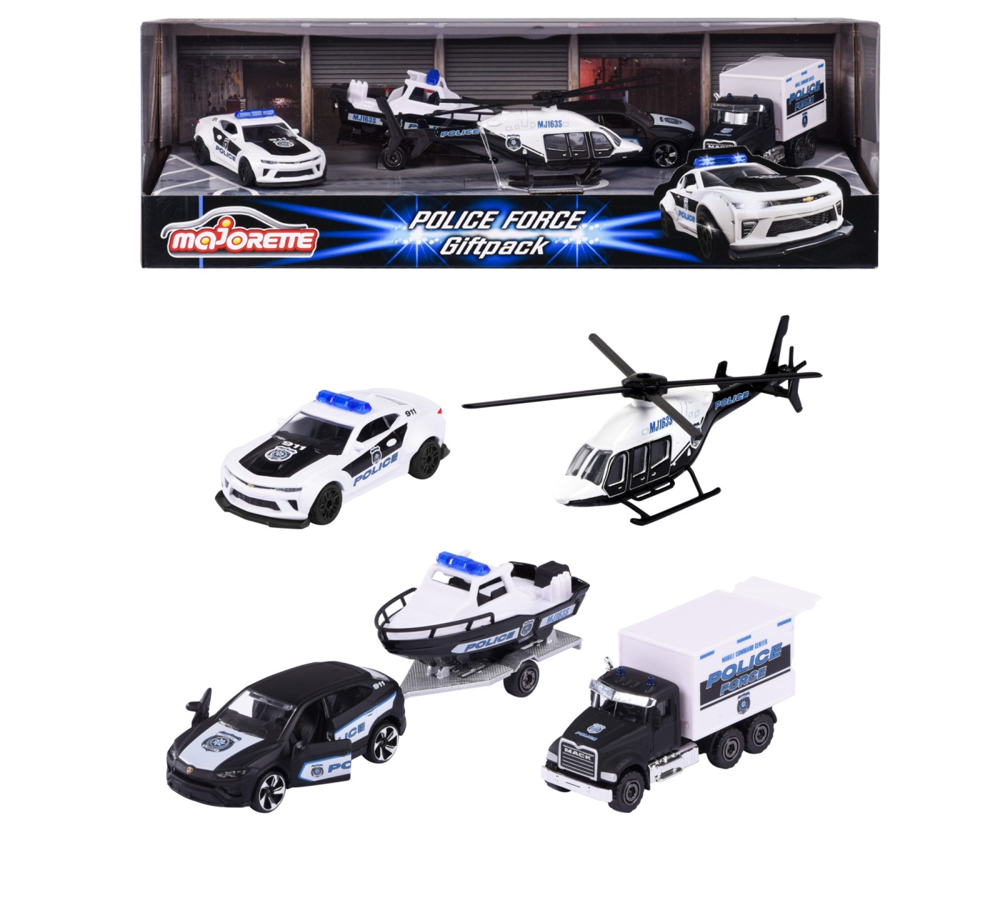 MAJORETTE SET 5 VEHICULE DE POLITIE METALICE 7.5CM SuperHeroes ToysZone ...