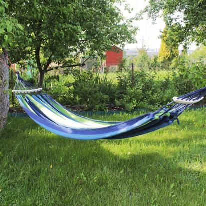 Hamac Dublu pentru 2 Persoane cu Bara Stabilizatoare din Lemn ...